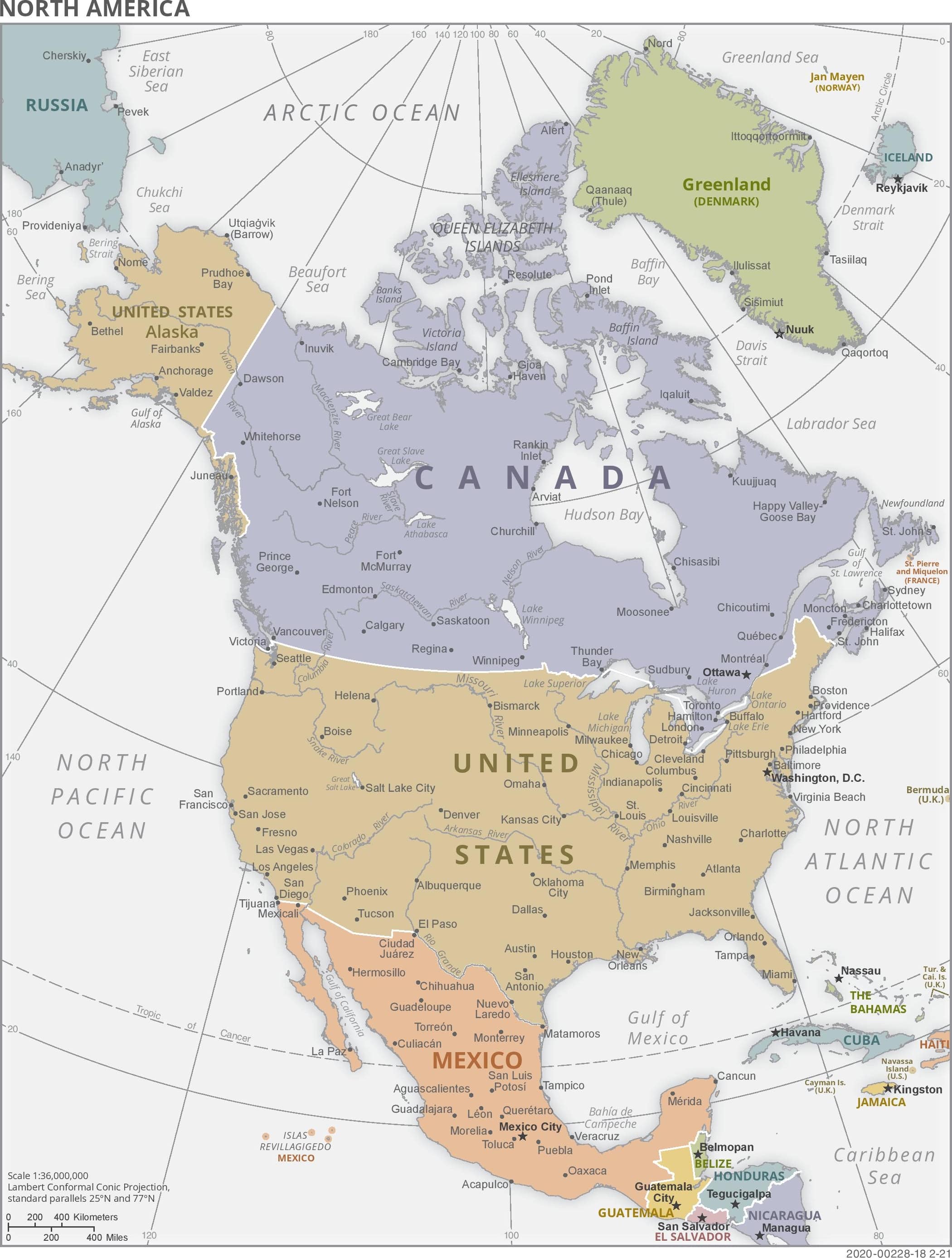 Map of continents : America